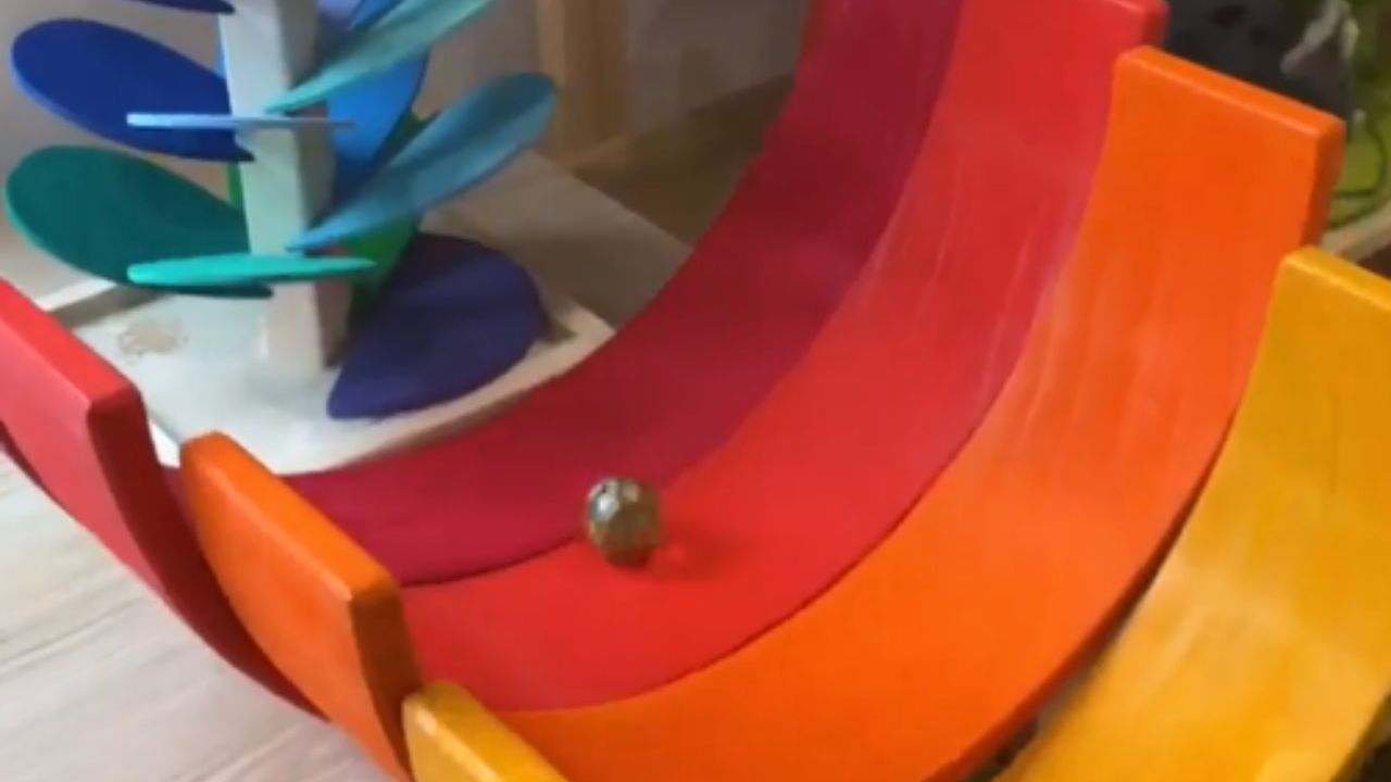 Fun ball run using cute, colorful tower toys *so satisfying*
