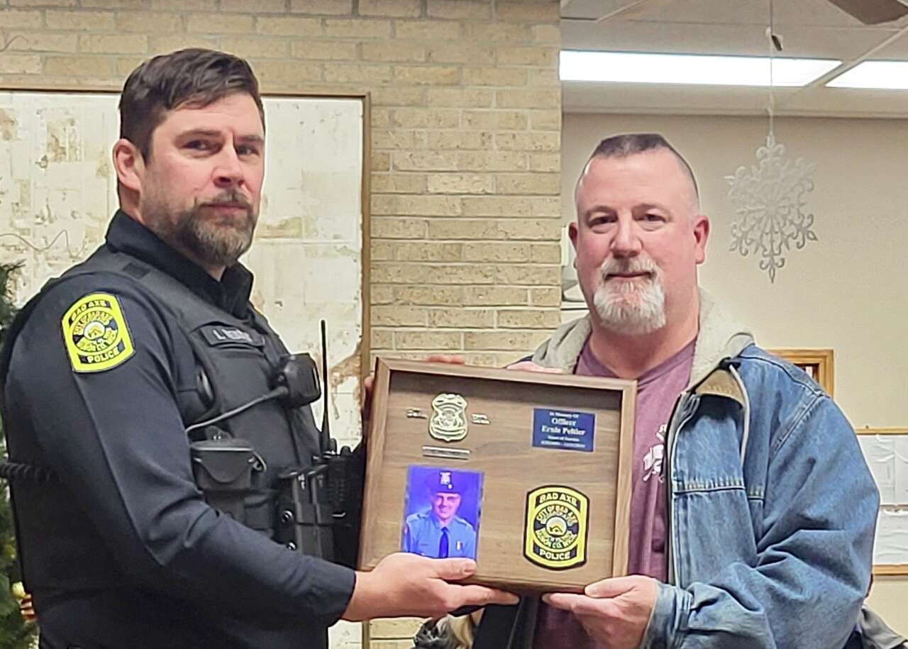 Bad Axe police add memorial shadow box honoring officer Ernest 'Ernie ...