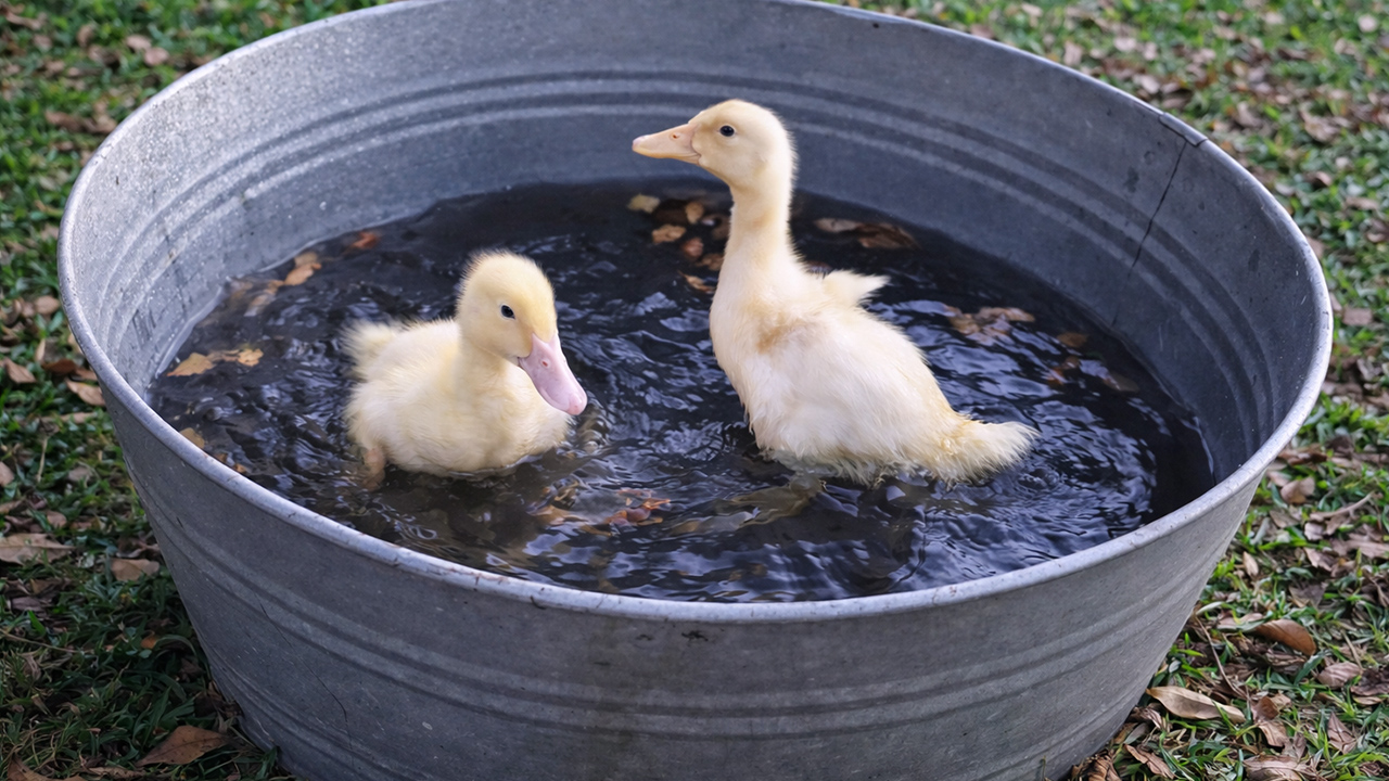 I filmed ducks bathing in a bucket and spotted a rare sight