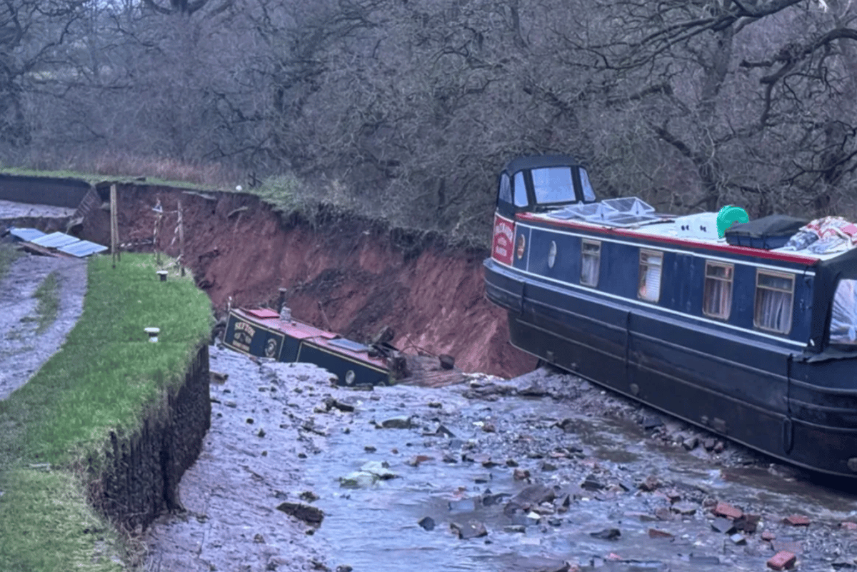 Major incident declared after sinkhole collapses Shropshire canal
