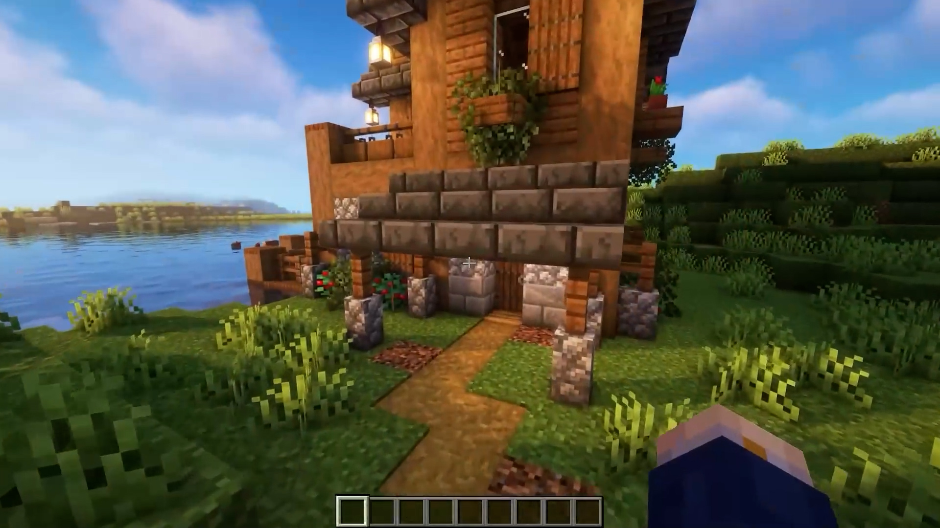 Peaceful Minecraft house build near the lake