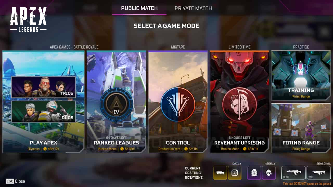Apex Legends game modes timeline from season 1 onward