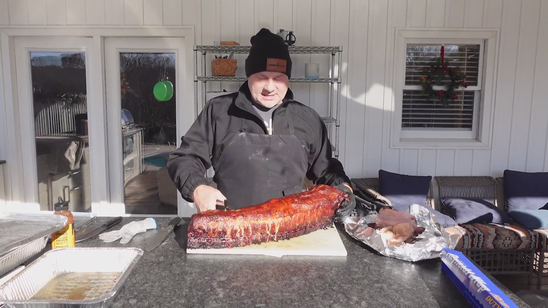 Large-scale pork loin cooking for big events