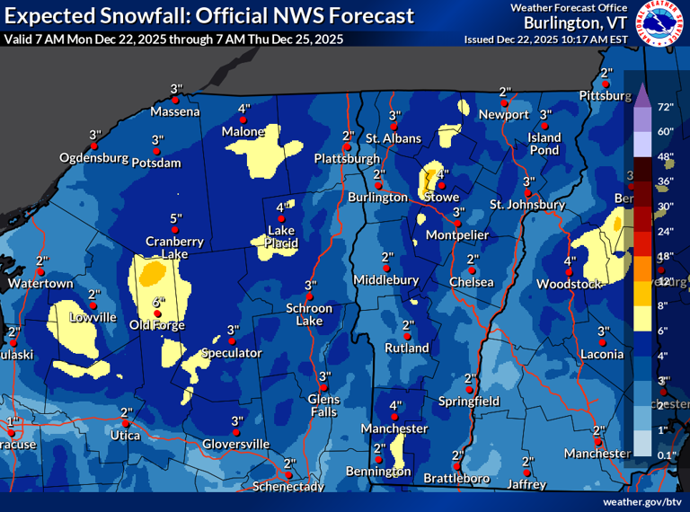 A storm is expected Tuesday in Vermont. How much snow will fall?