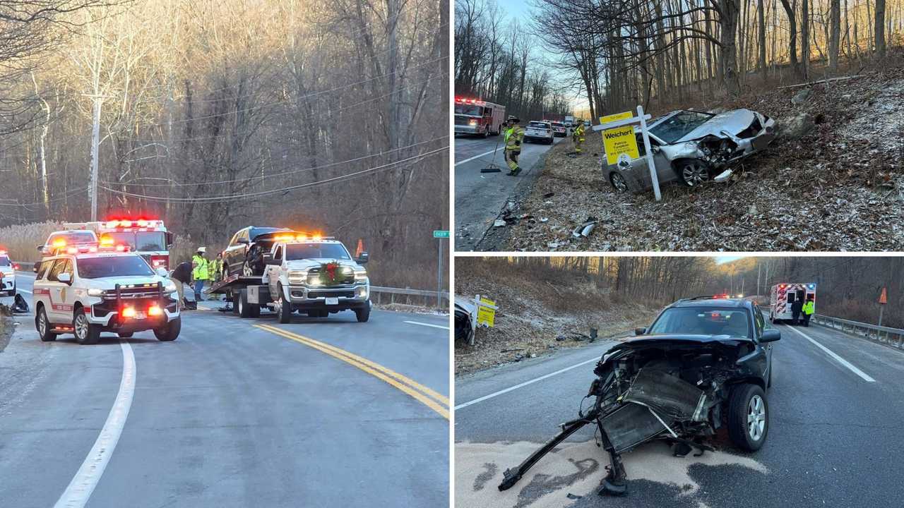 1 hospitalized after 2-car crash on Route 9 in Putnam County