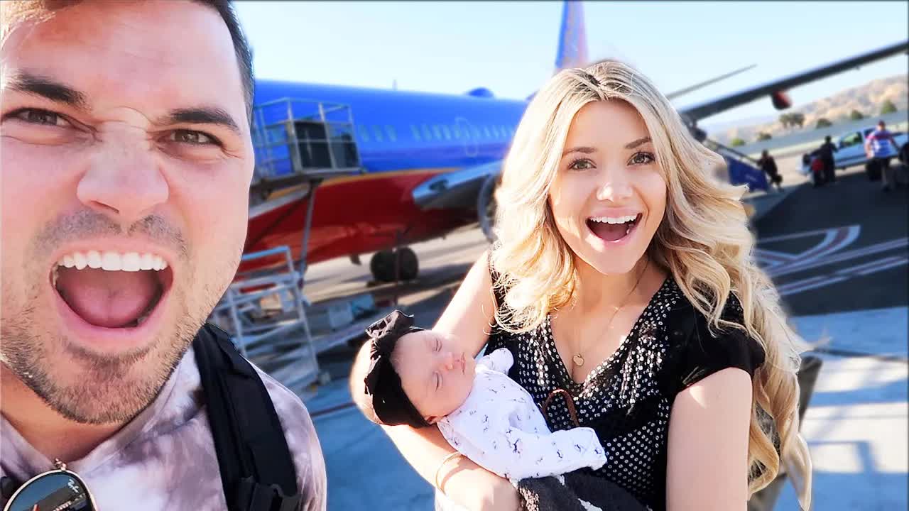 Newborn baby's first flight