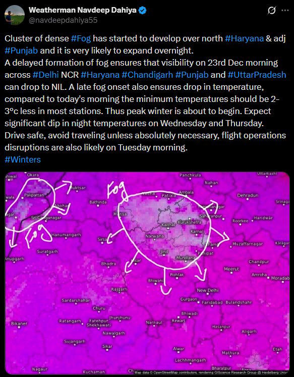Dense fog to blanket north India, trigger zero visibility, temperature drop