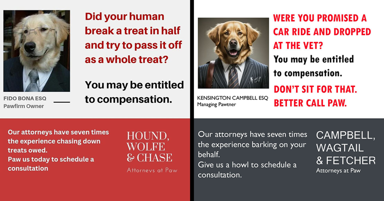 10 parody ads for all the dogs seeking attorney services by Kensington ...