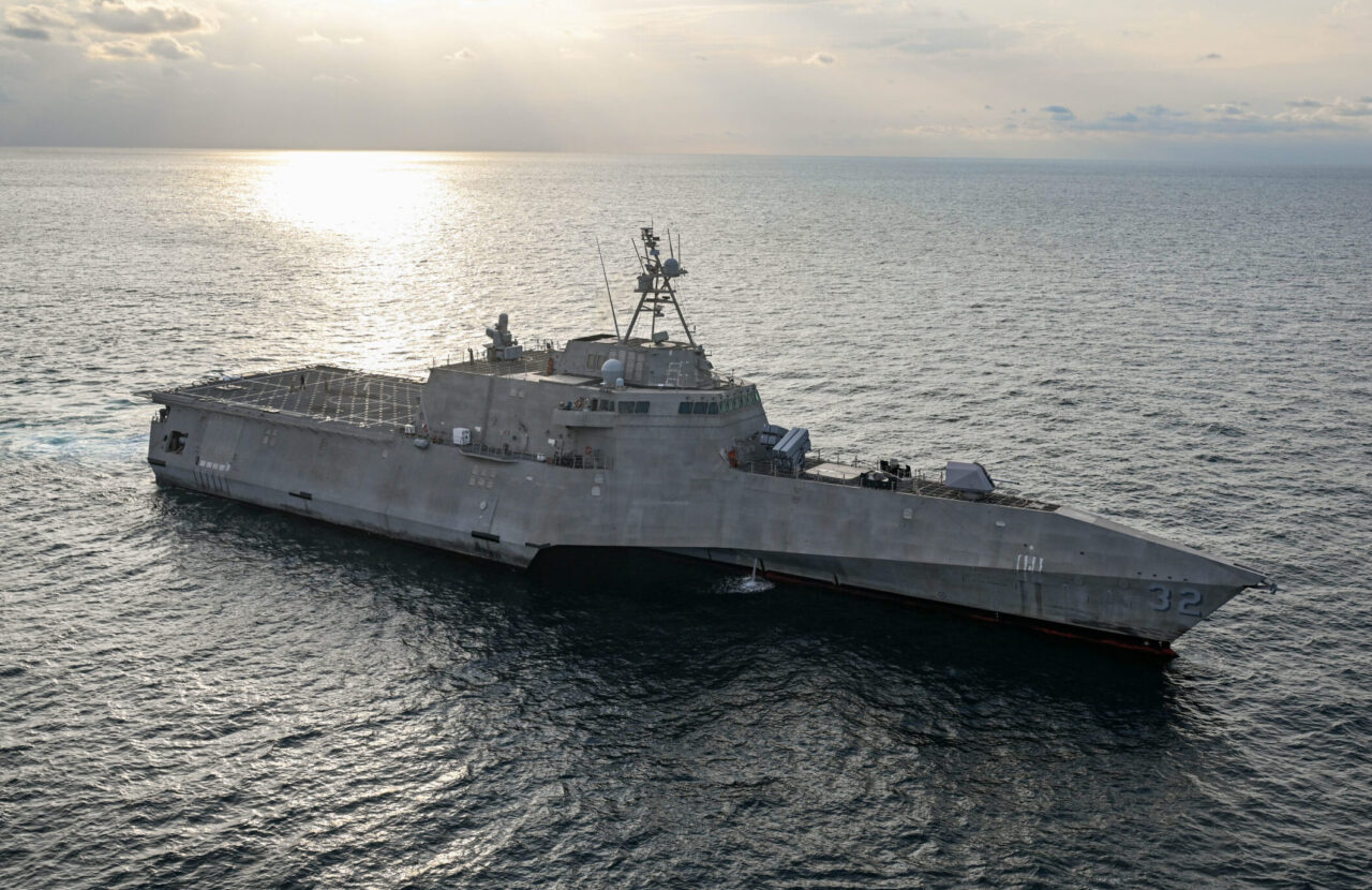 US warship fires first kamikaze drone at sea