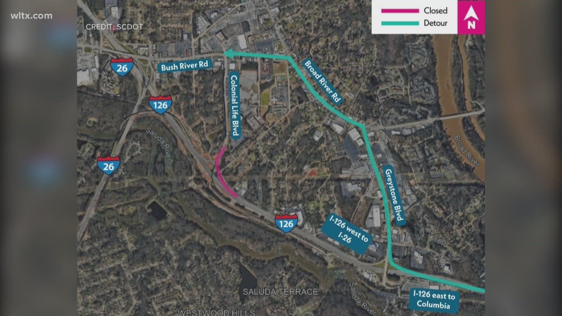 SCDOT extends closure of I-126W off-ramp