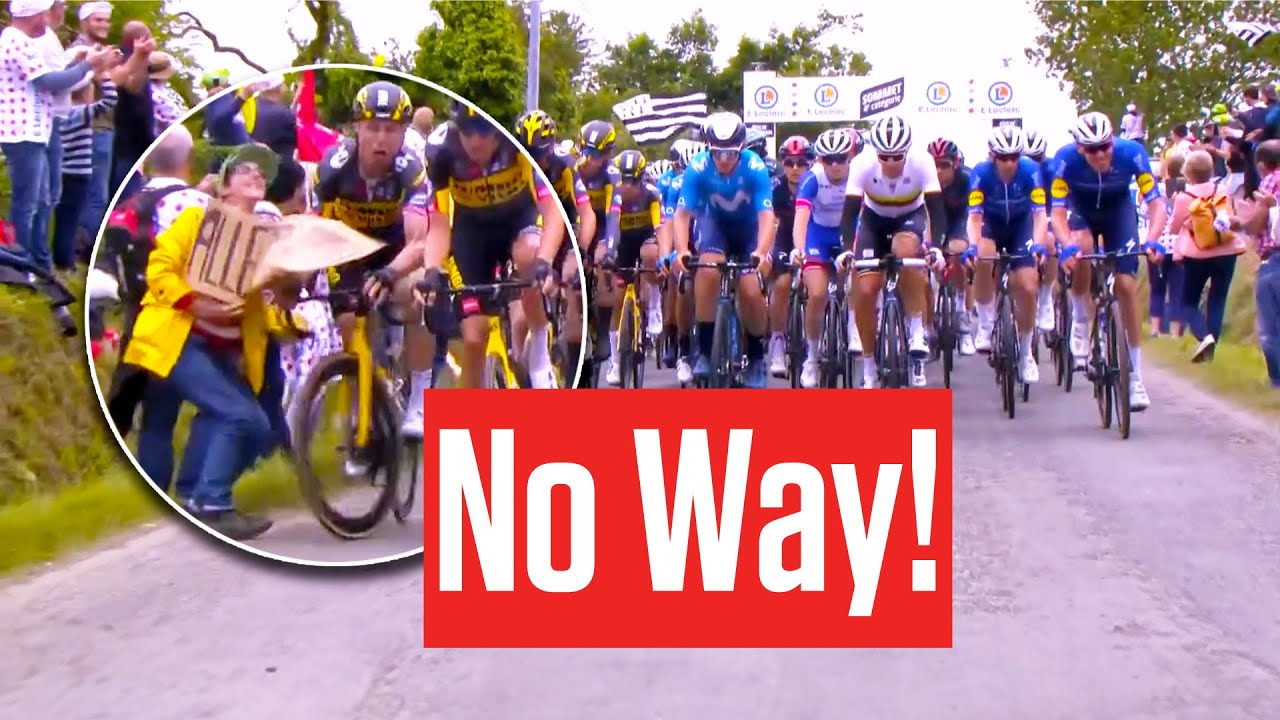 Spectator causes entire peloton to crash at Tour de France 2021
