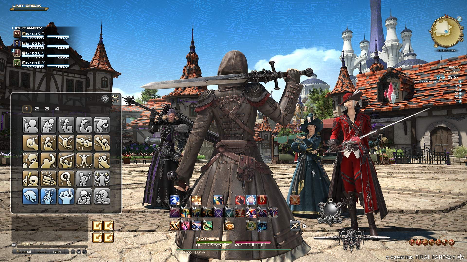 Where to find the command panel feature in FFXIV