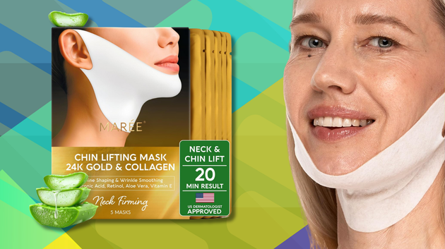 This hands-free jaw mask almost completely takes away the turkey neck