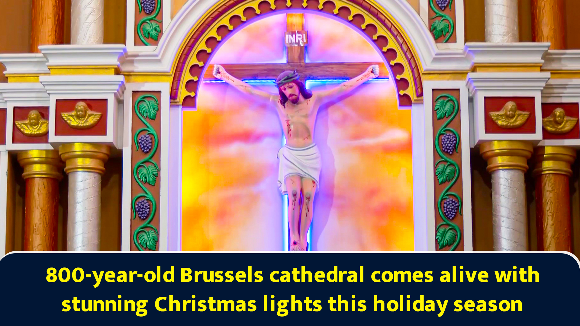 800-year-old Brussels cathedral comes alive with stunning Christmas ...