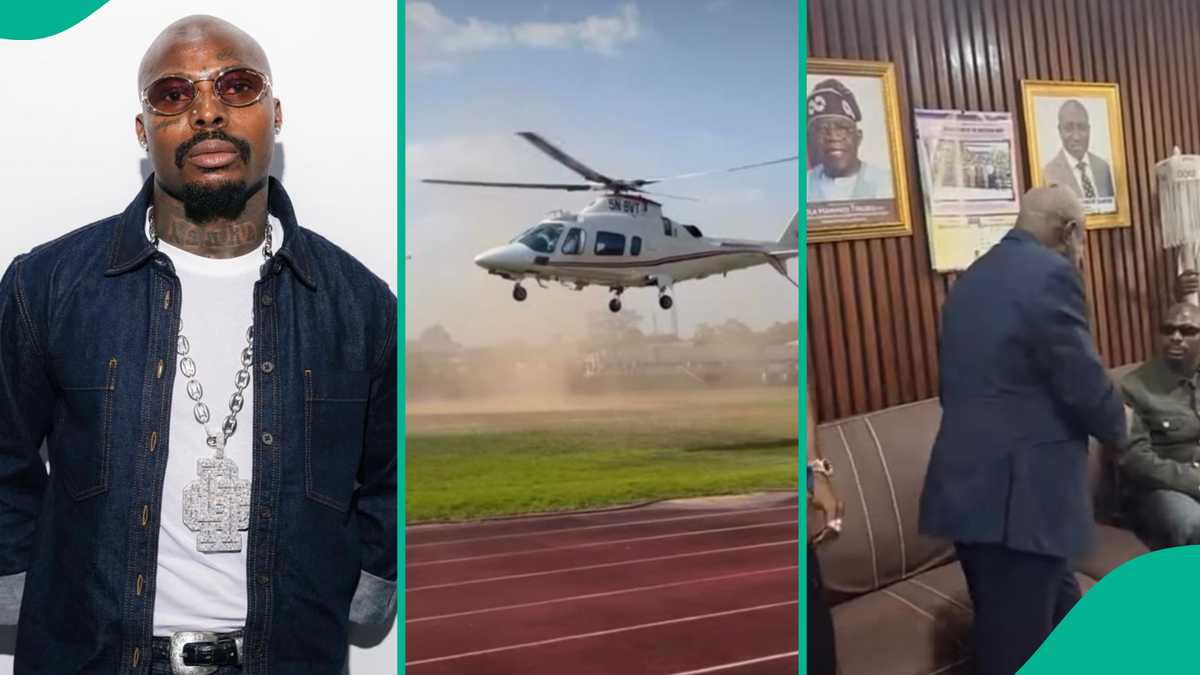 'Legend returns': Video of Asake landing in a chopper as he visits OAU