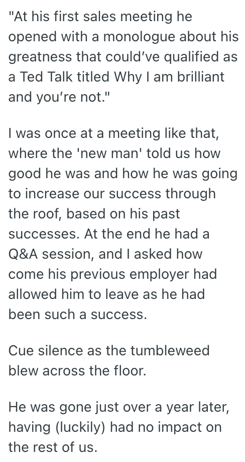 Sales team was doing well and hitting their targets, but a new manager ...