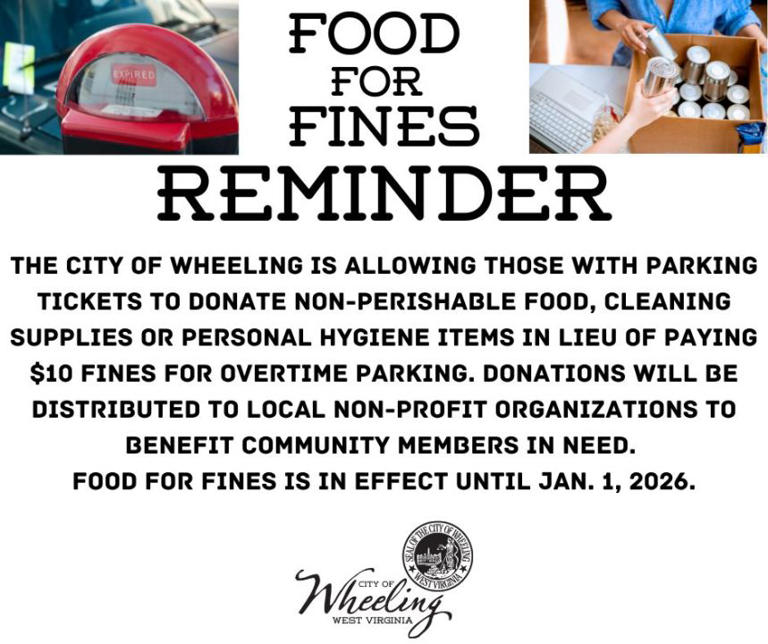 Wheeling drivers can donate food instead of paying parking fines