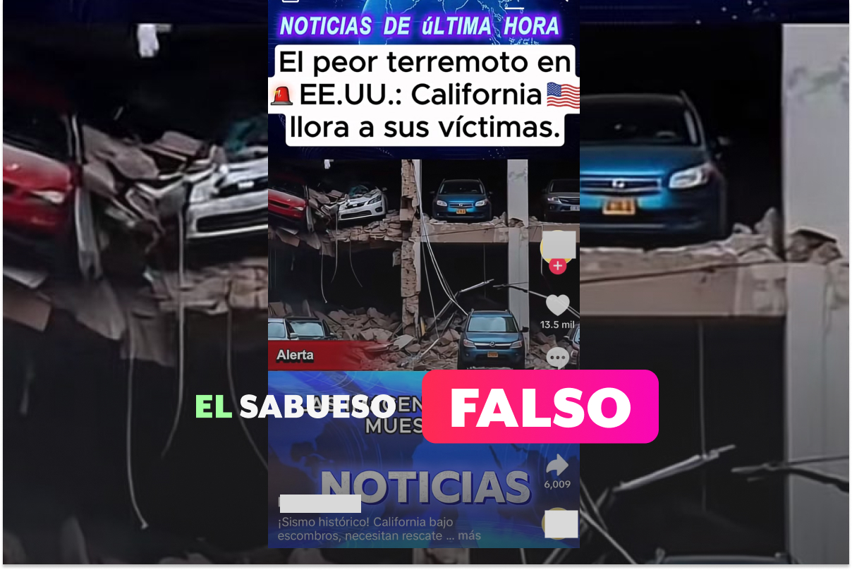 Es falso que hubo un terremoto de magnitud 8.3 en California