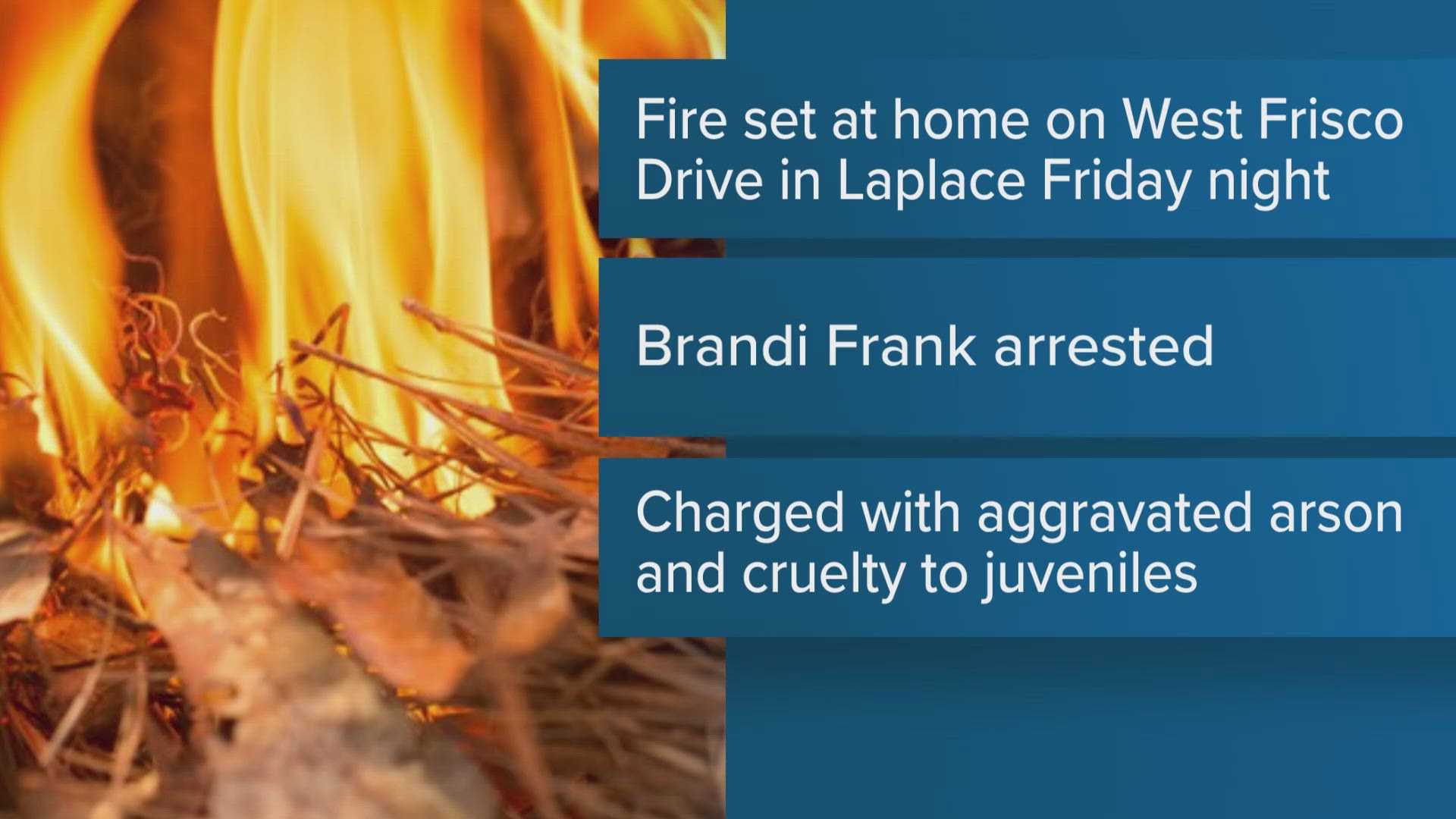 Woman arrested for allegedly setting LaPlace home on fire while minor ...