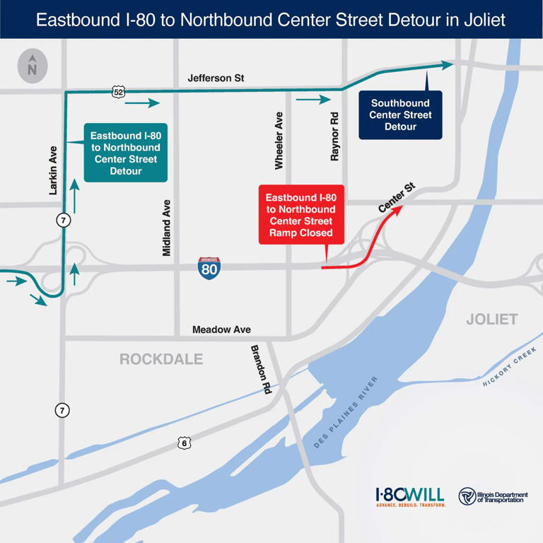 Nearly all ramps at I-80 interchange in Joliet set to close Monday
