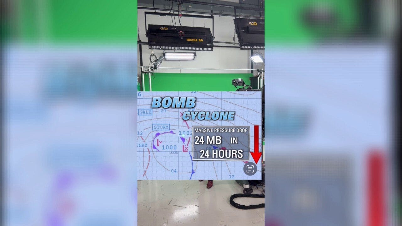 Bomb cyclone developing offshore