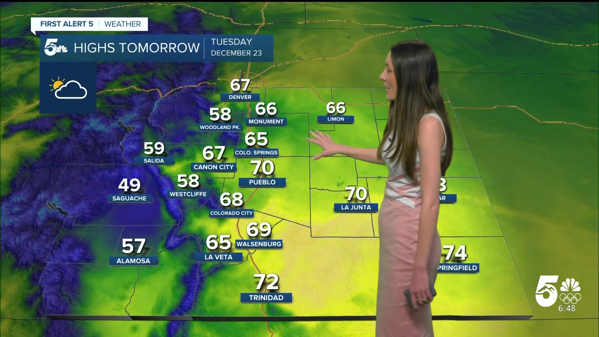 A cold front will move through tonight and drop highs by a few degrees ...