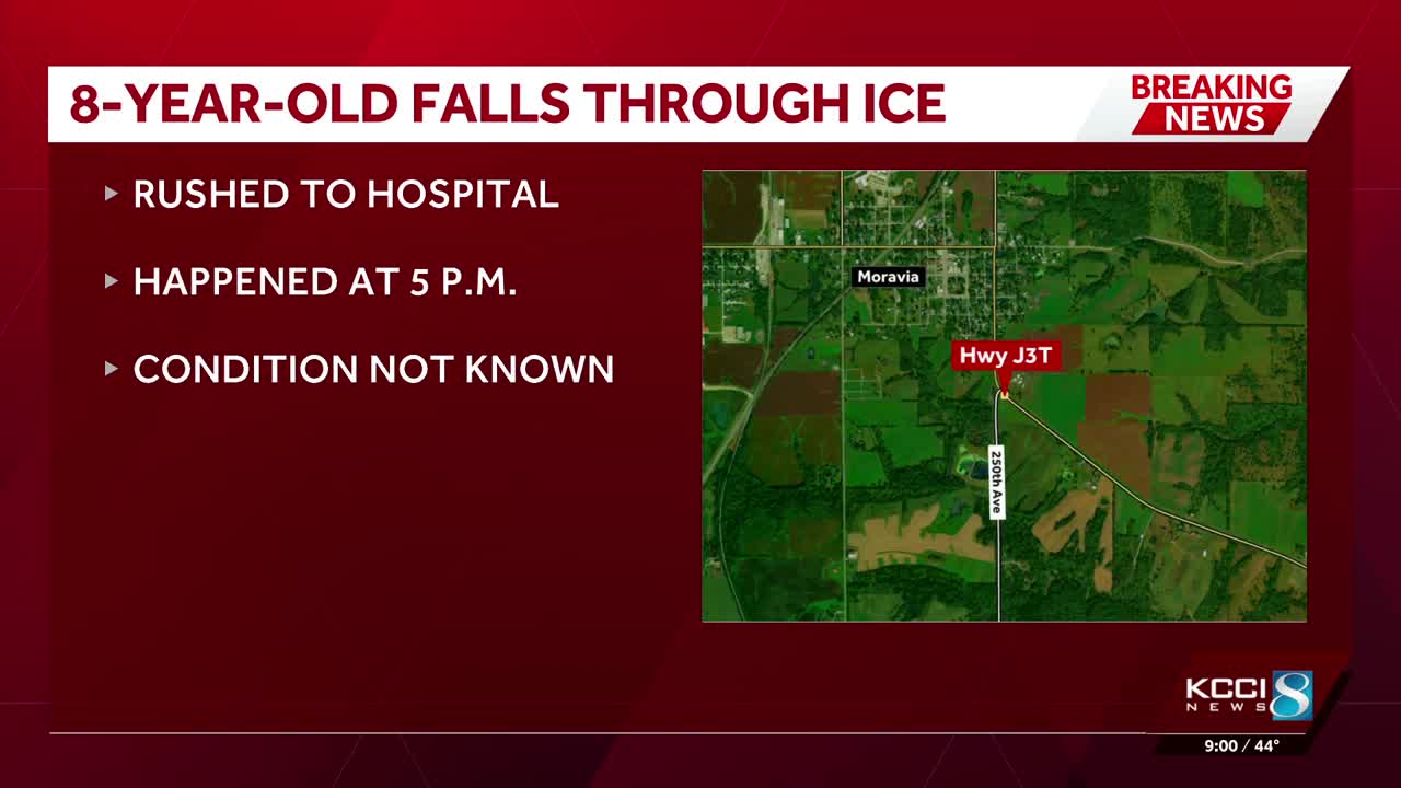 8-year-old airlifted after falling through ice on Appanoose County pond