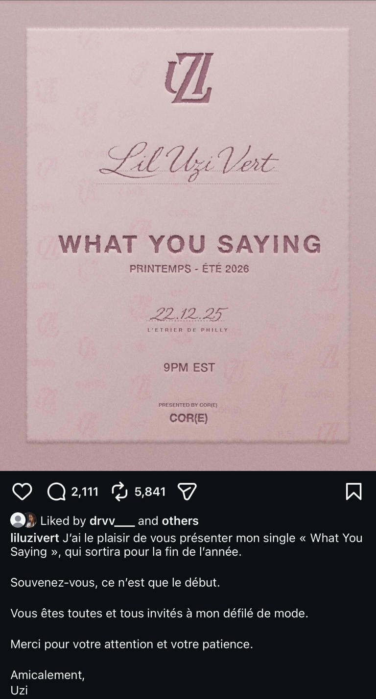 Lil Uzi Vert unveils video for new single "What You Saying," tells fans ...