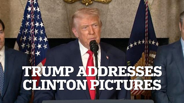 Trump addresses pictures of Bill Clinton in the Epstein files