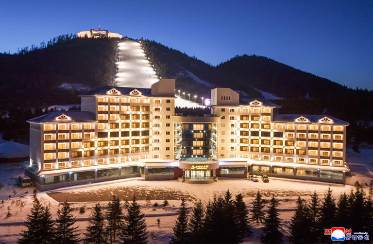 North Korean leader Kim Jong-un attends Samjiyon Hotel completion with ...