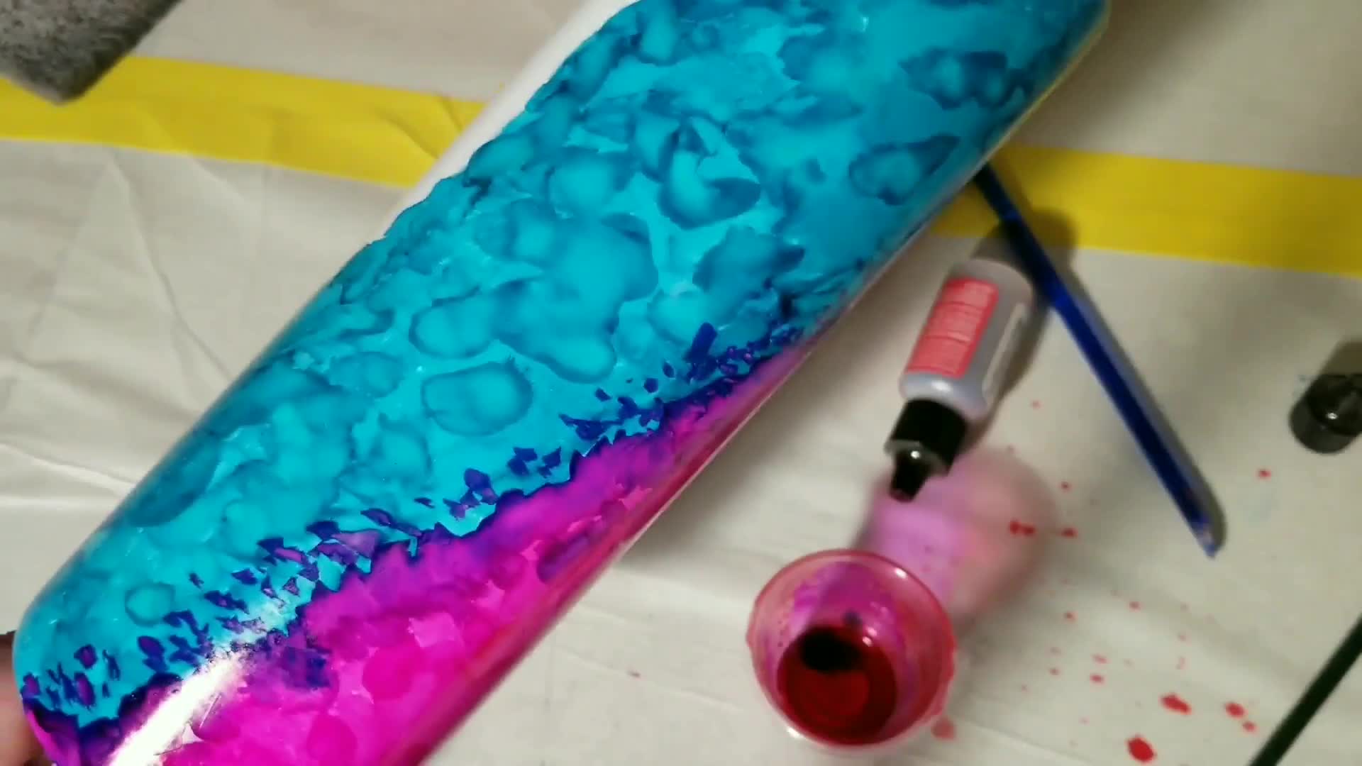 Easiest most beautiful alcohol ink tumbler ever!