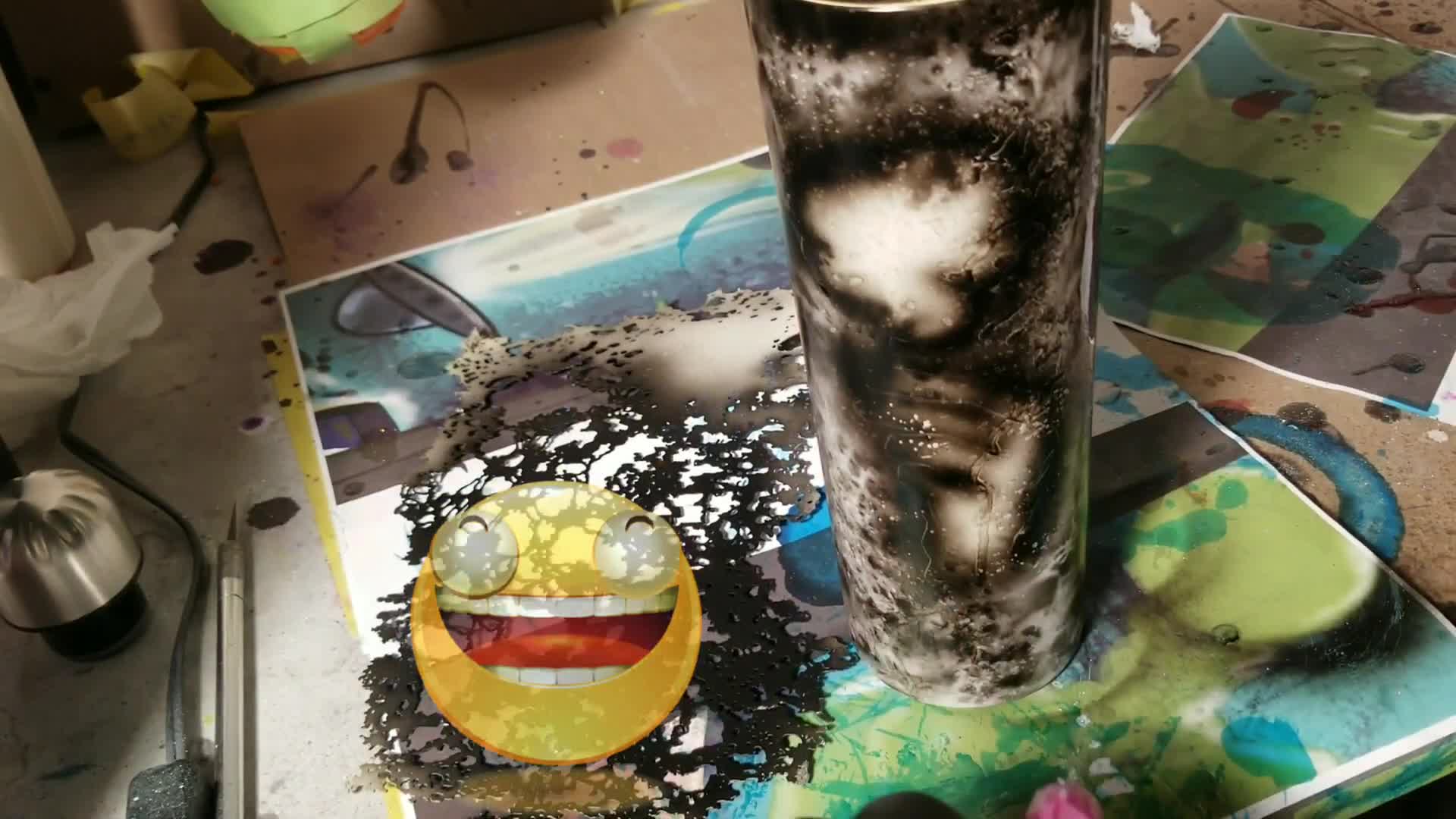 Customizing a stainless steel tumbler using airbrush, stencils, and ...