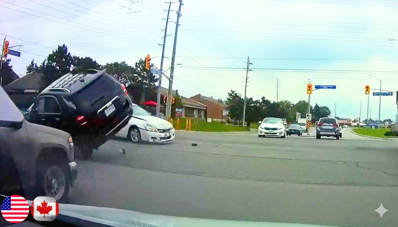 A dangerous car crash unfolded in seconds