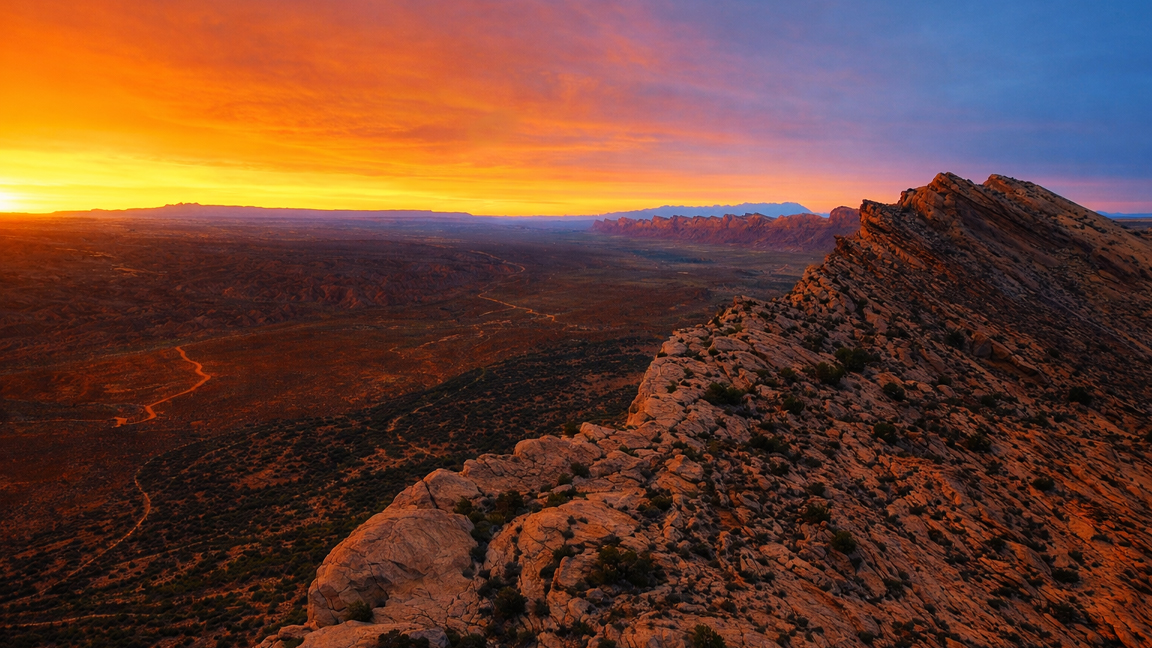 A dramatic sunset from the ridge