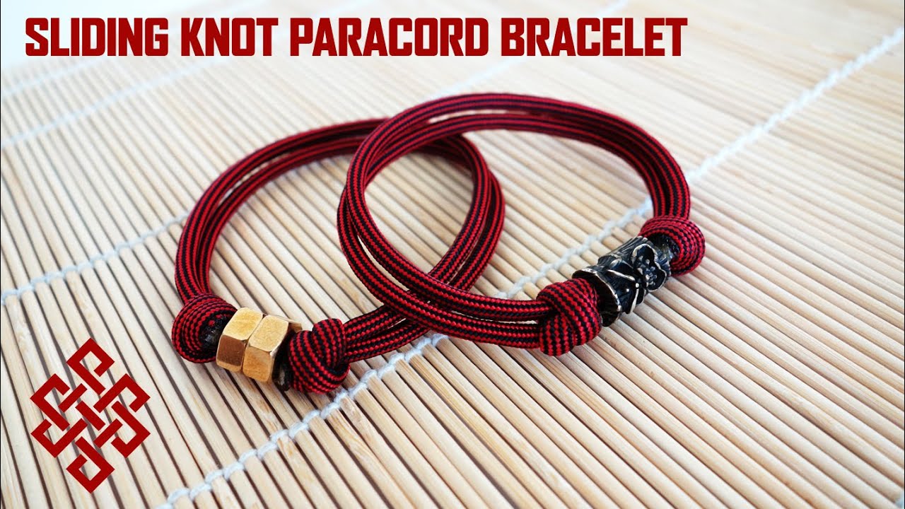 Sliding knot paracord bracelet with hex nut/bead: Step-by-step tutorial