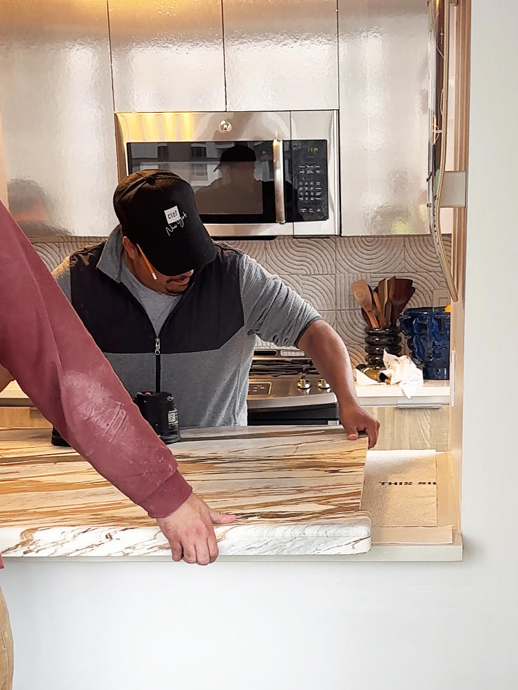 This designer’s hack for real marble countertops in a rental: Make them ...