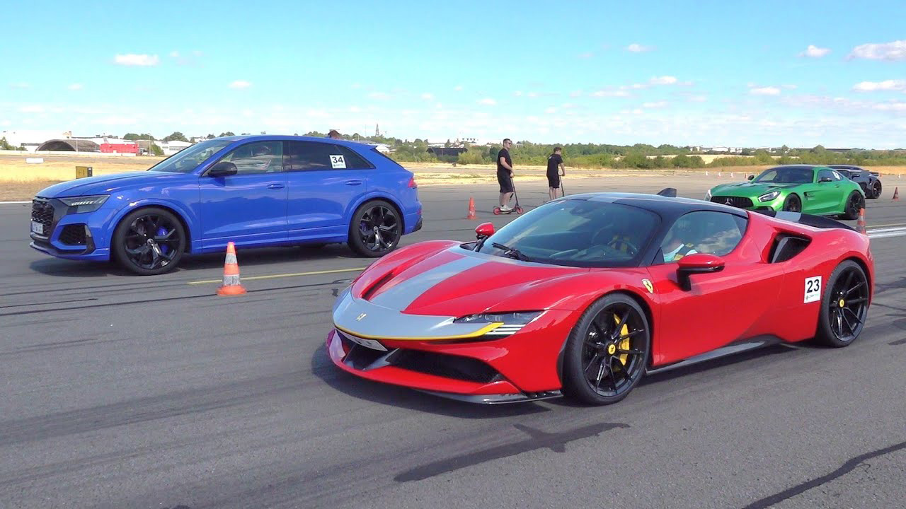 Ferrari SF90 drag races RSQ8