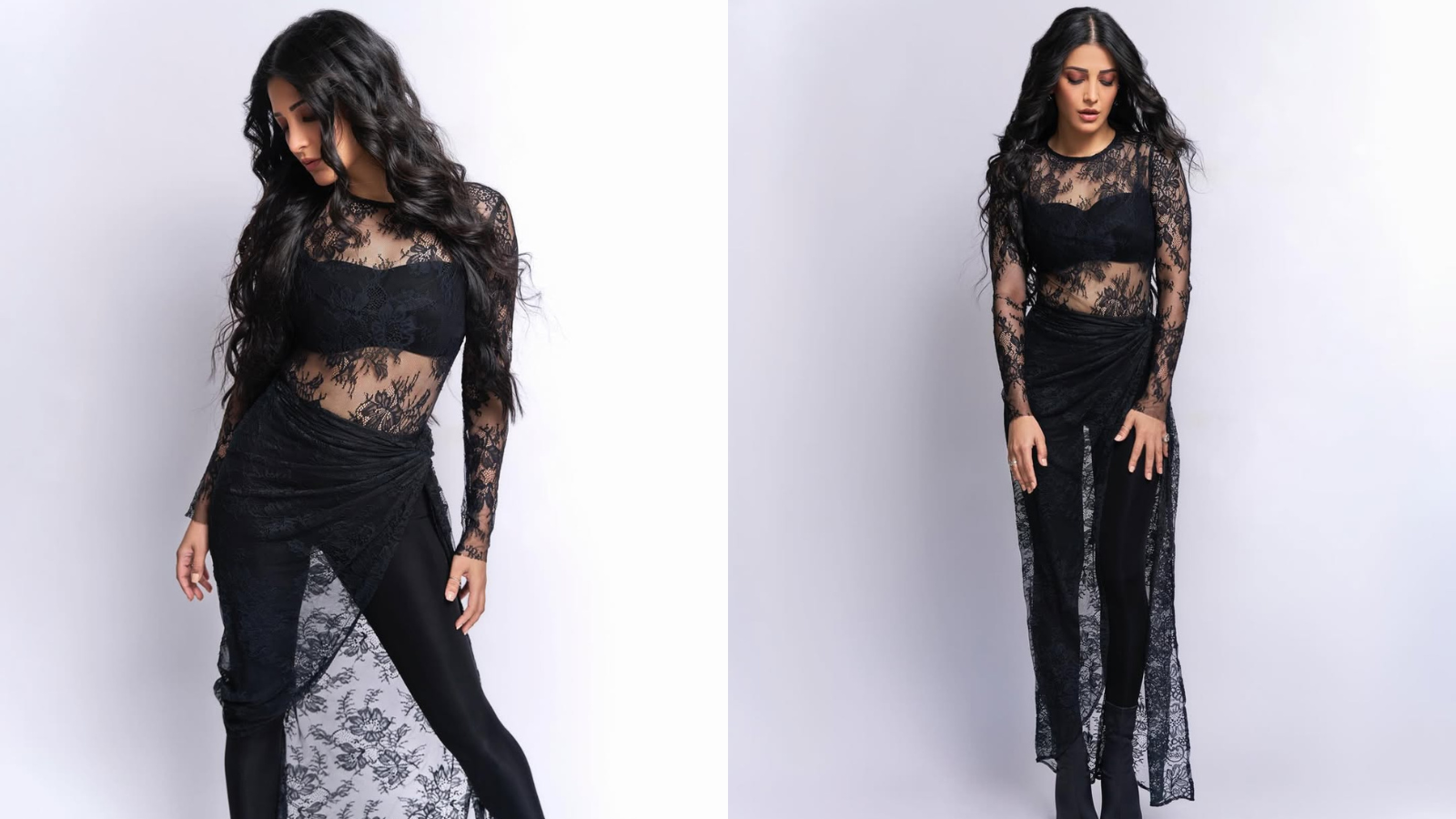 How Shruti Haasan’s netted leaf outfit redefines bold black fashion