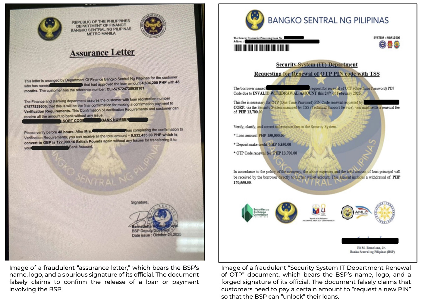 BSP warns of scams using fake documents, logos, and signature