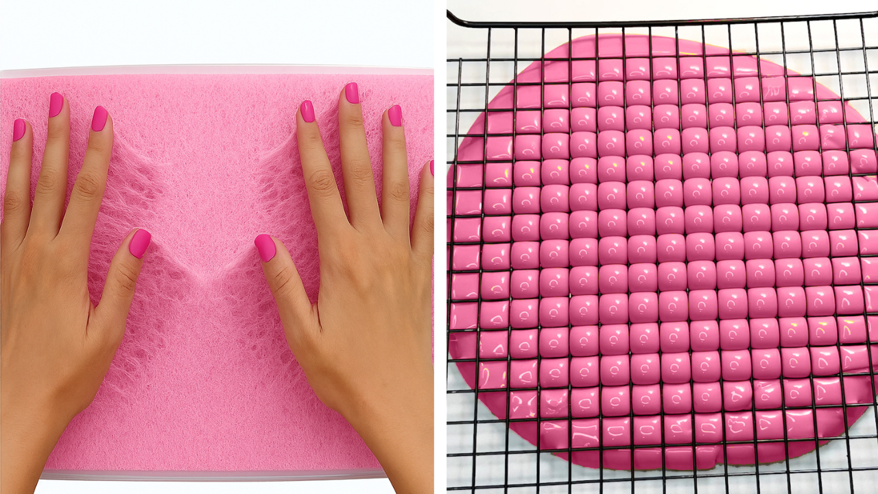 Deze roze spons heeft een unieke textuur