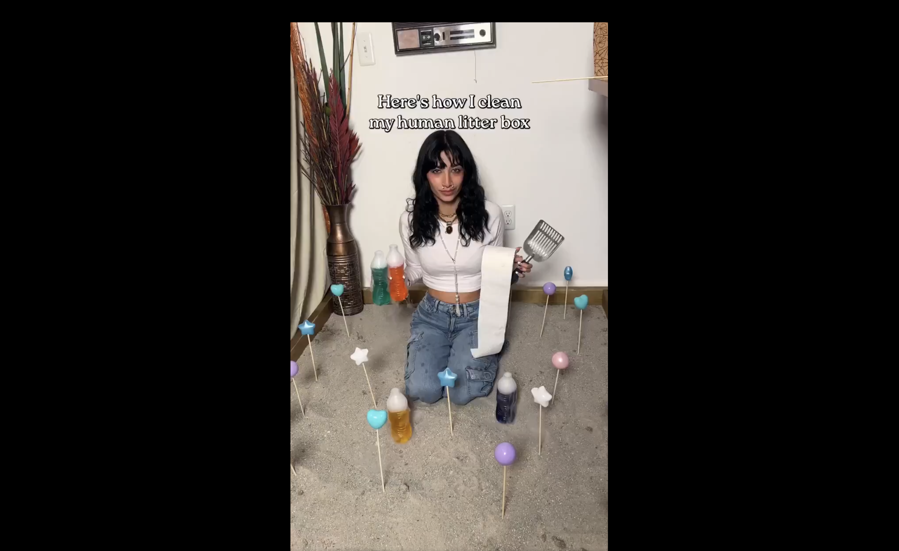 Women Demonstrates How To Clean Human Litter Box