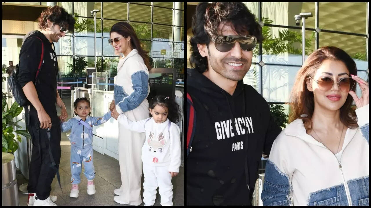 Debina Bonnerjee and Gurmeet Choudhary board flight with kids for the ...