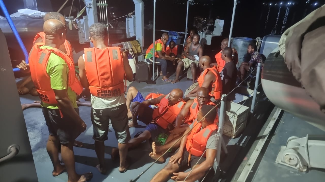 Navy rescues 20 crew members as vessel catches fire in C'River