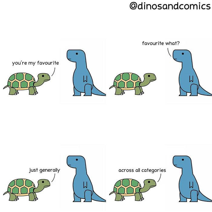 Explore mental health and life through honest dinosaur comic strips