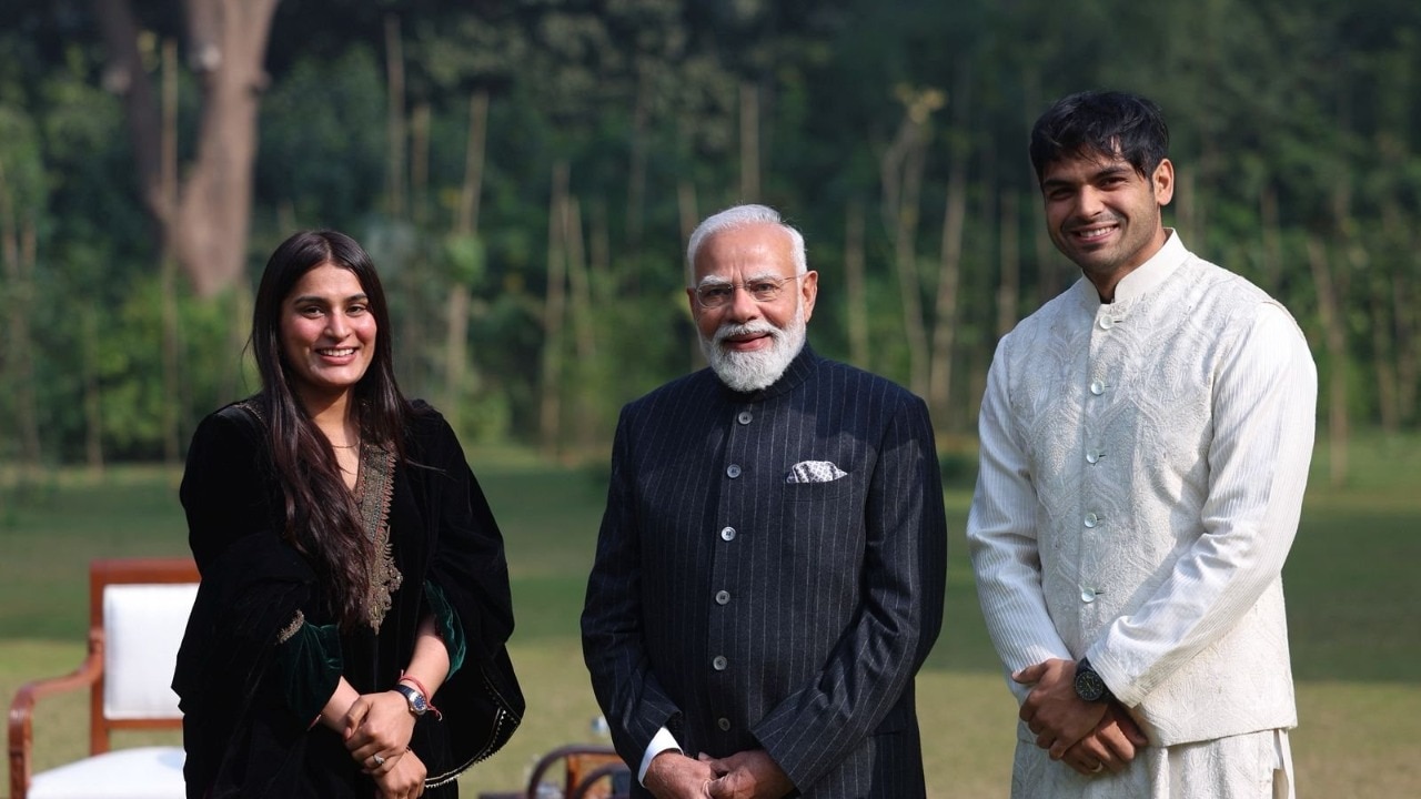 PM Modi hosts Neeraj Chopra and wife Himani Mor, discusses sports and more