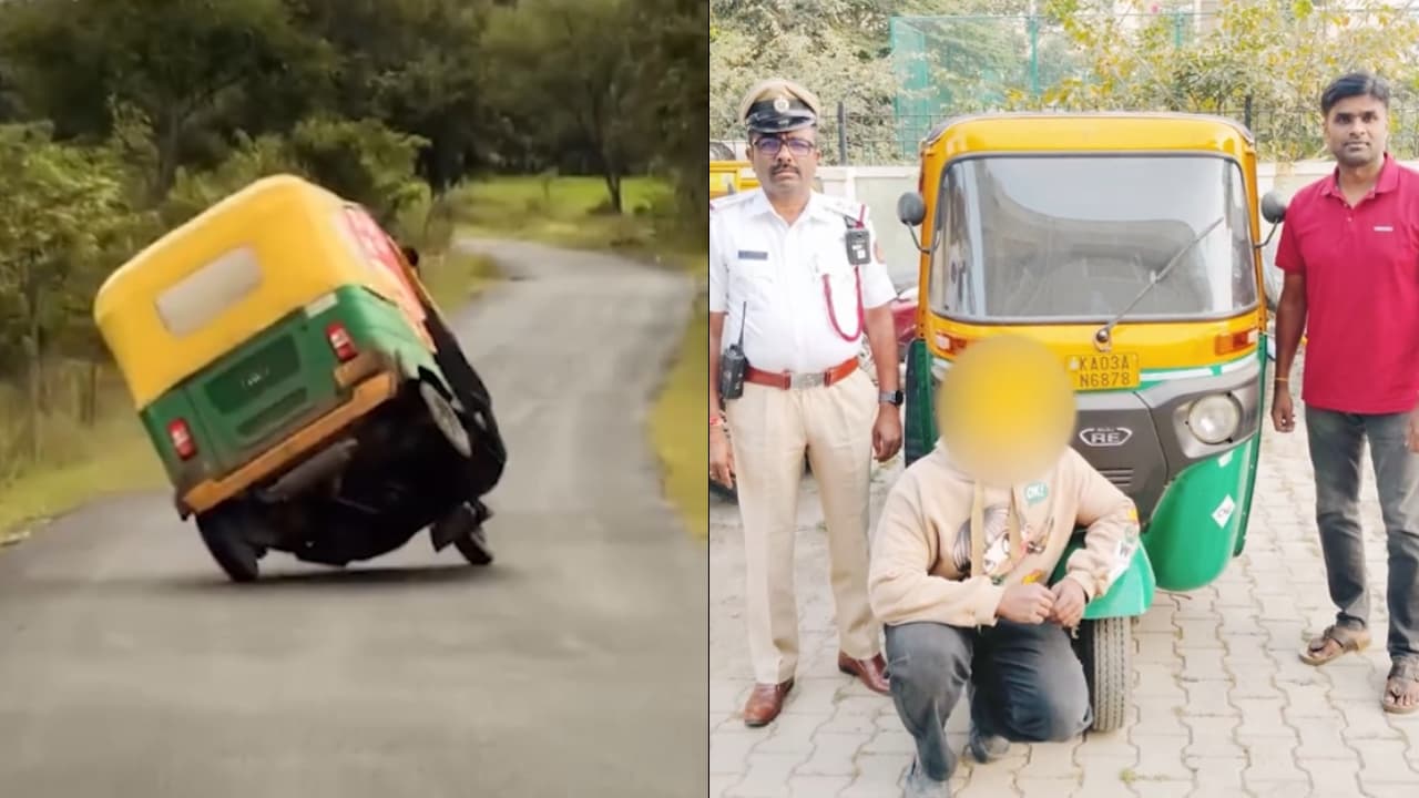 Bengaluru auto rickshaw driver booked for dangerous wheelie stunt on ...