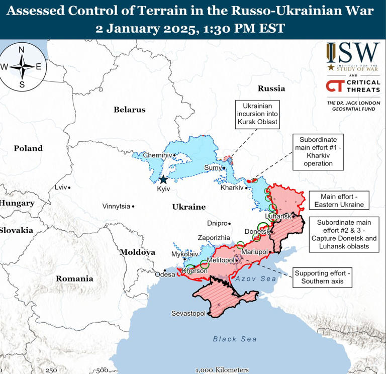 Ukraine war maps show ground won, lost in 2025