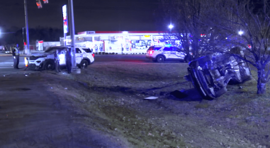 Car overturns during crash involving Metro police in Antioch