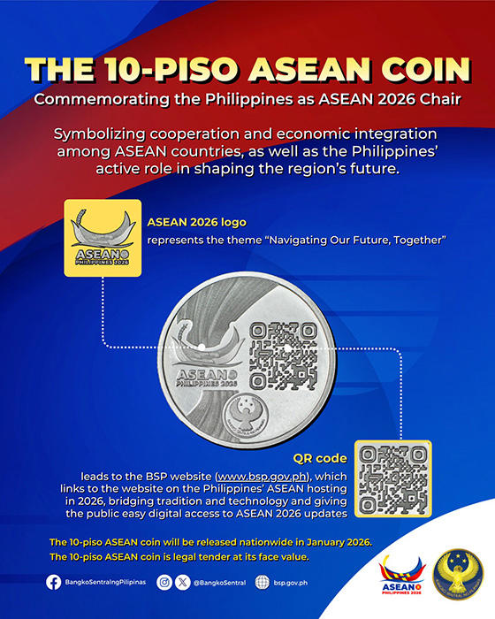 Look: BSP reveals new P10 ASEAN coin with QR code