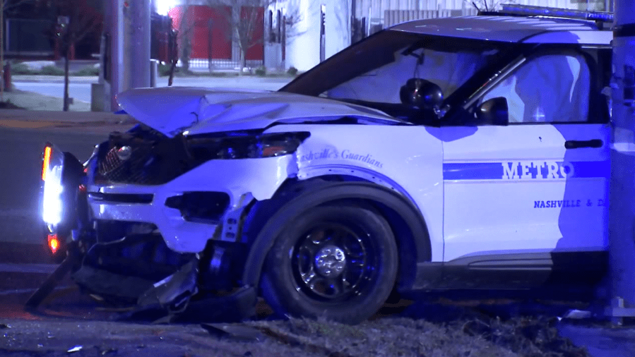 Car overturns during crash involving Metro police in Antioch